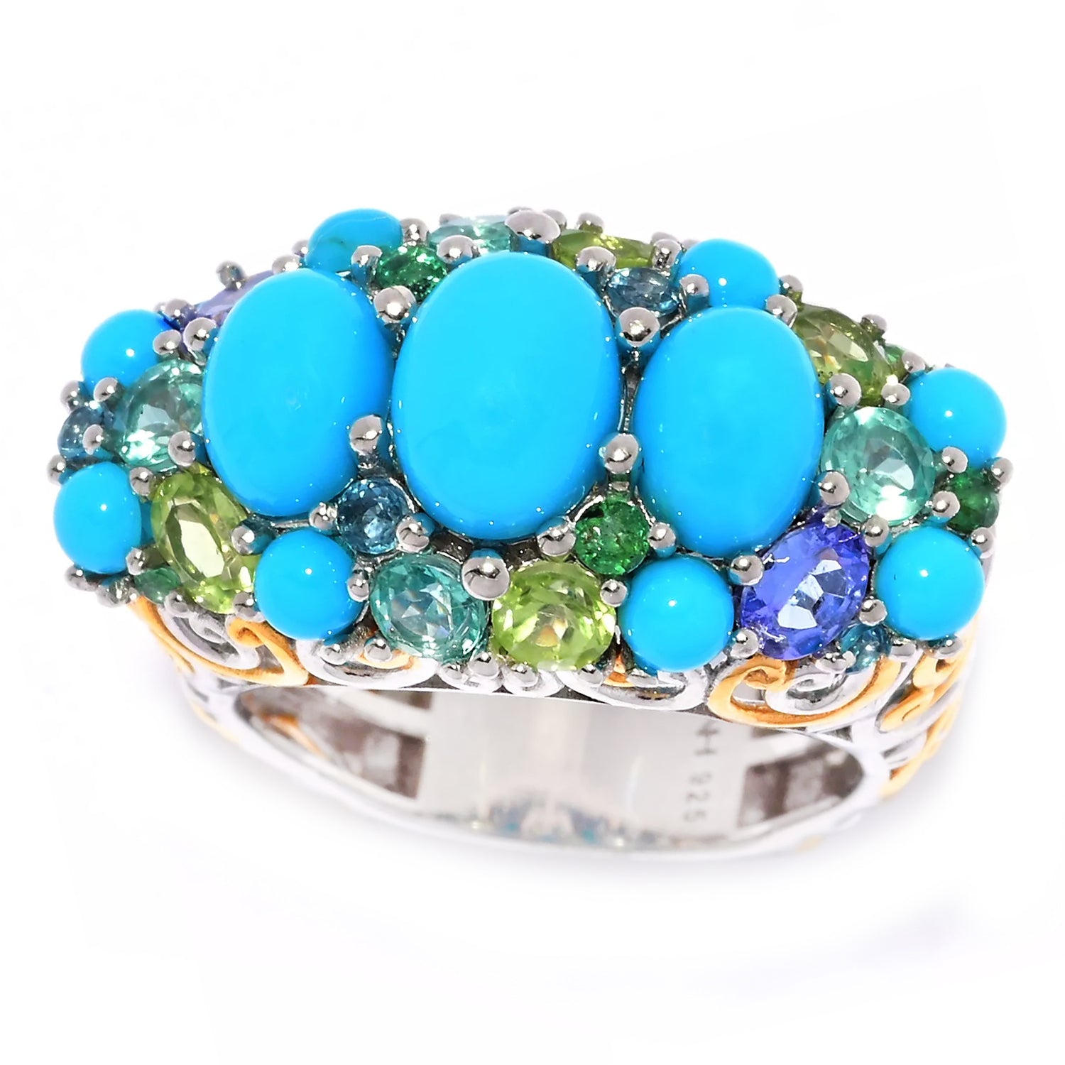 Gems en Vogue Sleeping Beauty Turquoise & Multi Gemstones Ring