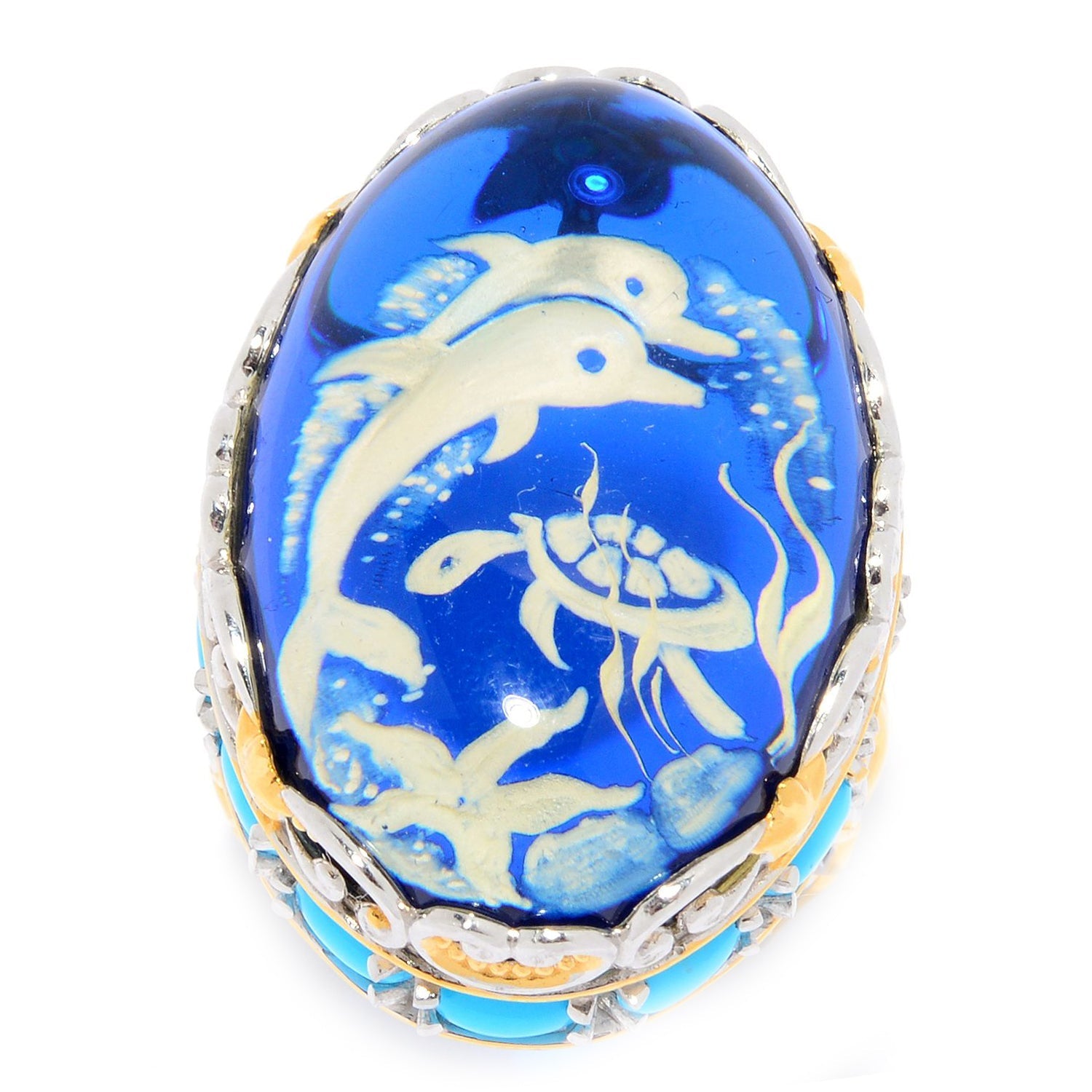 Gems en Vogue Carved Blue Amber Sleeping Beauty Turquoise & Citrine Do