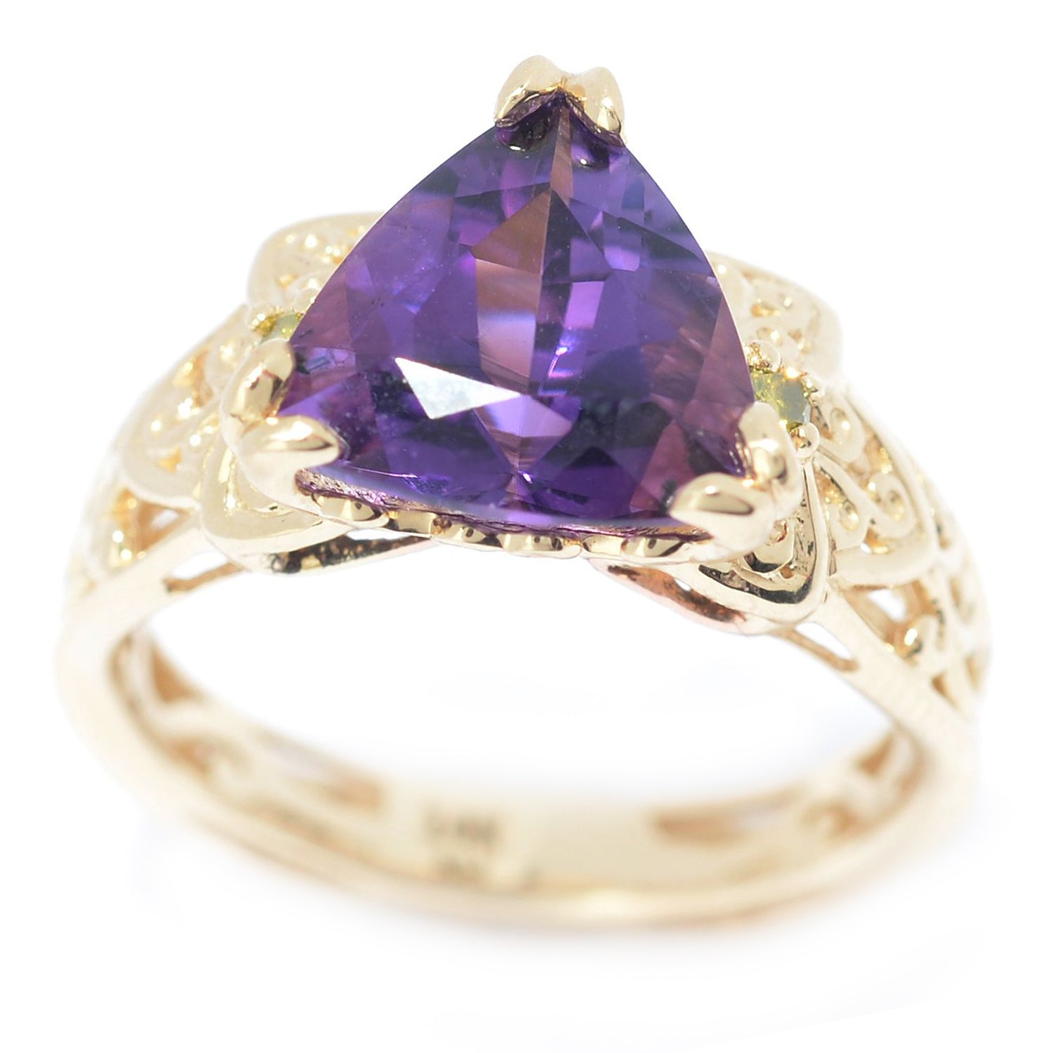 Gems en Vogue 14K Yellow Gold 2.74ctw Congo Amethyst & Yellow Diamond
