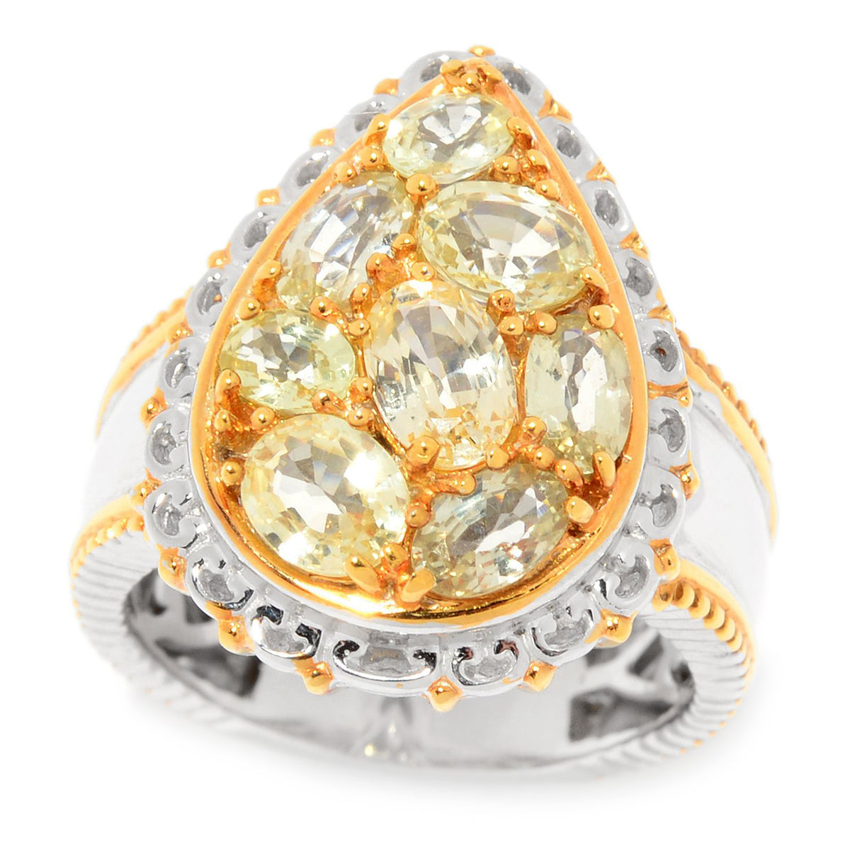 Gems en Vogue 2.87ctw Champagne Sapphire Cluster Ring