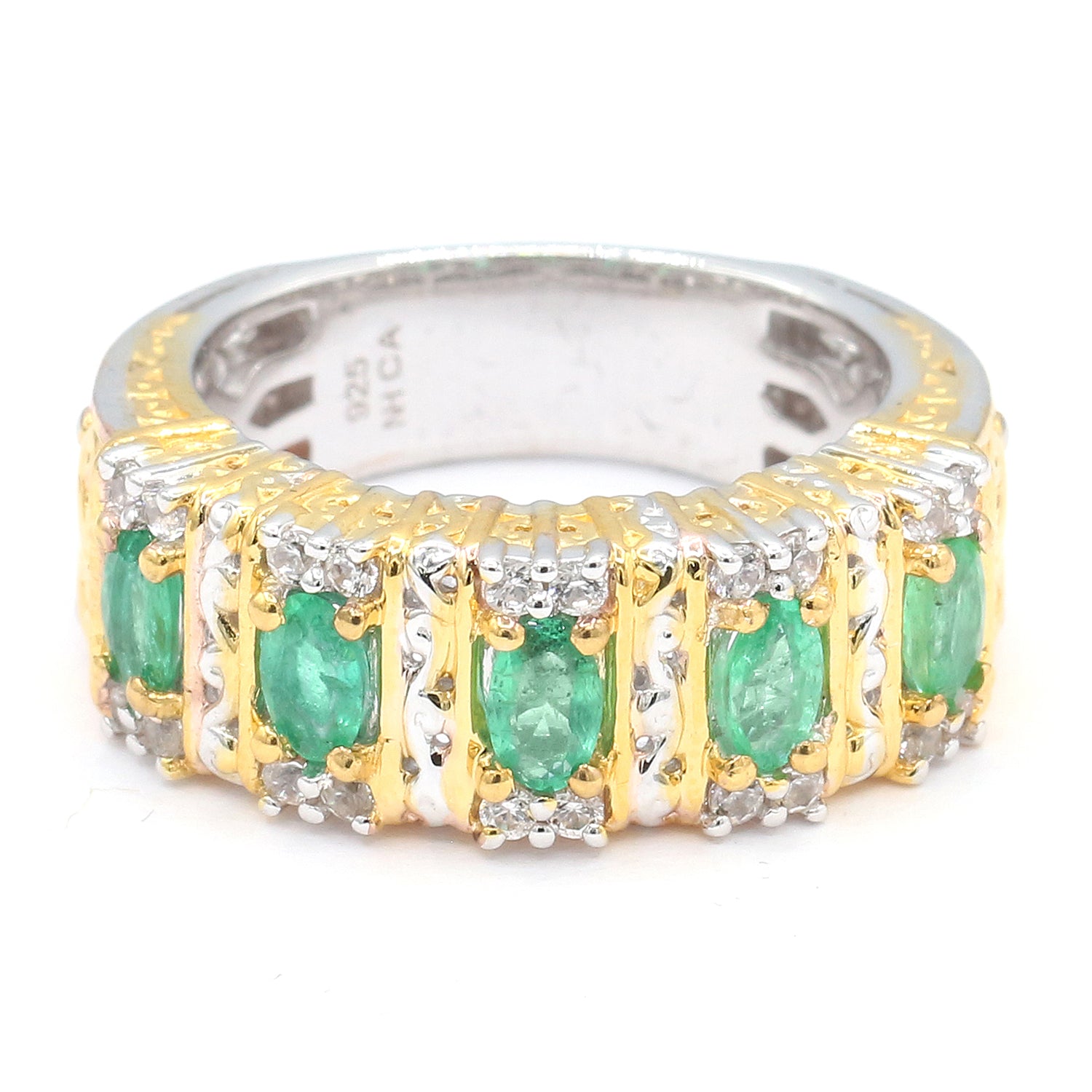 Gems en Vogue 1.85ctw Emerald & White Zircon Ring