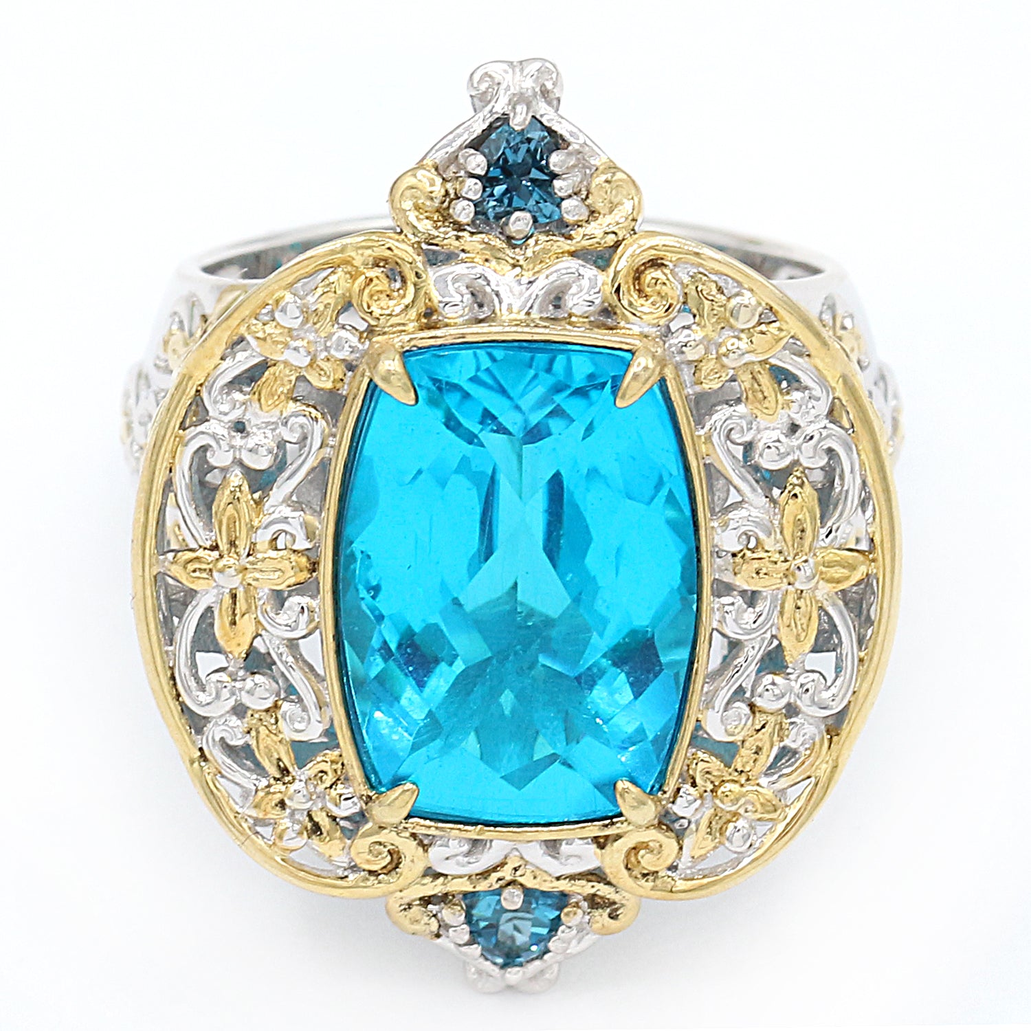 Gems en Vogue 6.56ctw Paraiba Quartz Doublet & London Blue Topaz Ring