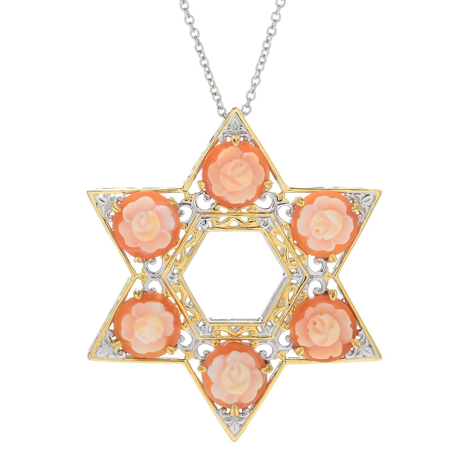 Gems en Vogue Multi Cameo Star of David Pendant