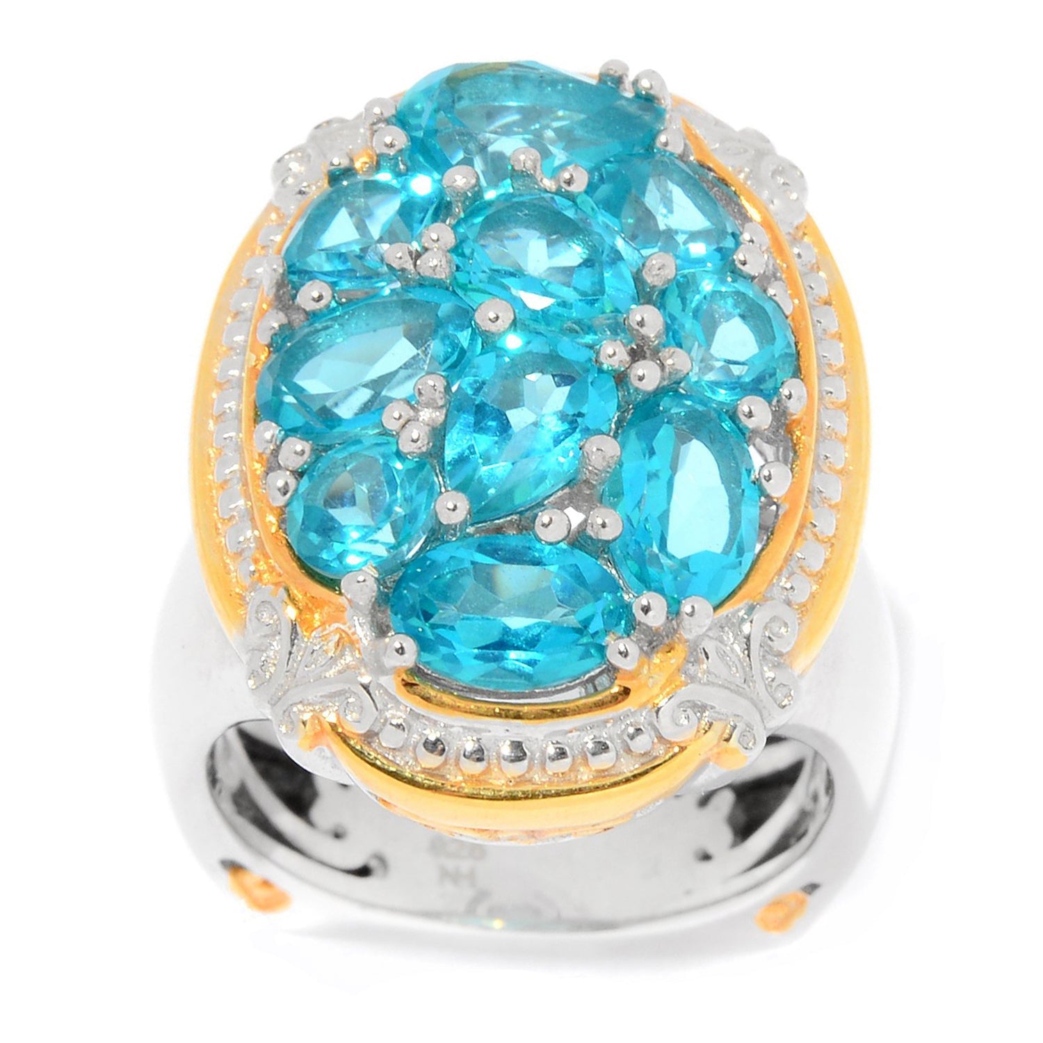 Gems en Vogue 5.24ctw Paraiba Topaz Cluster Ring