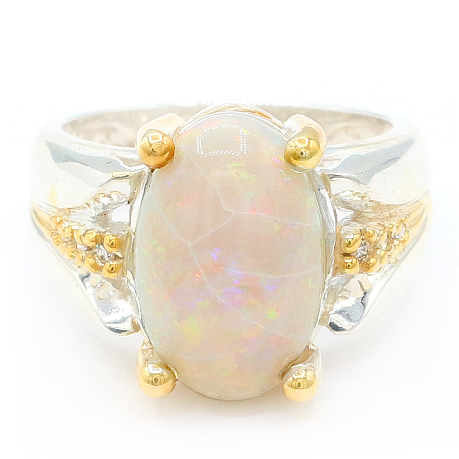 Michael's Originals One-of-a-kind Australian Crazed Opal & Diamond Rin