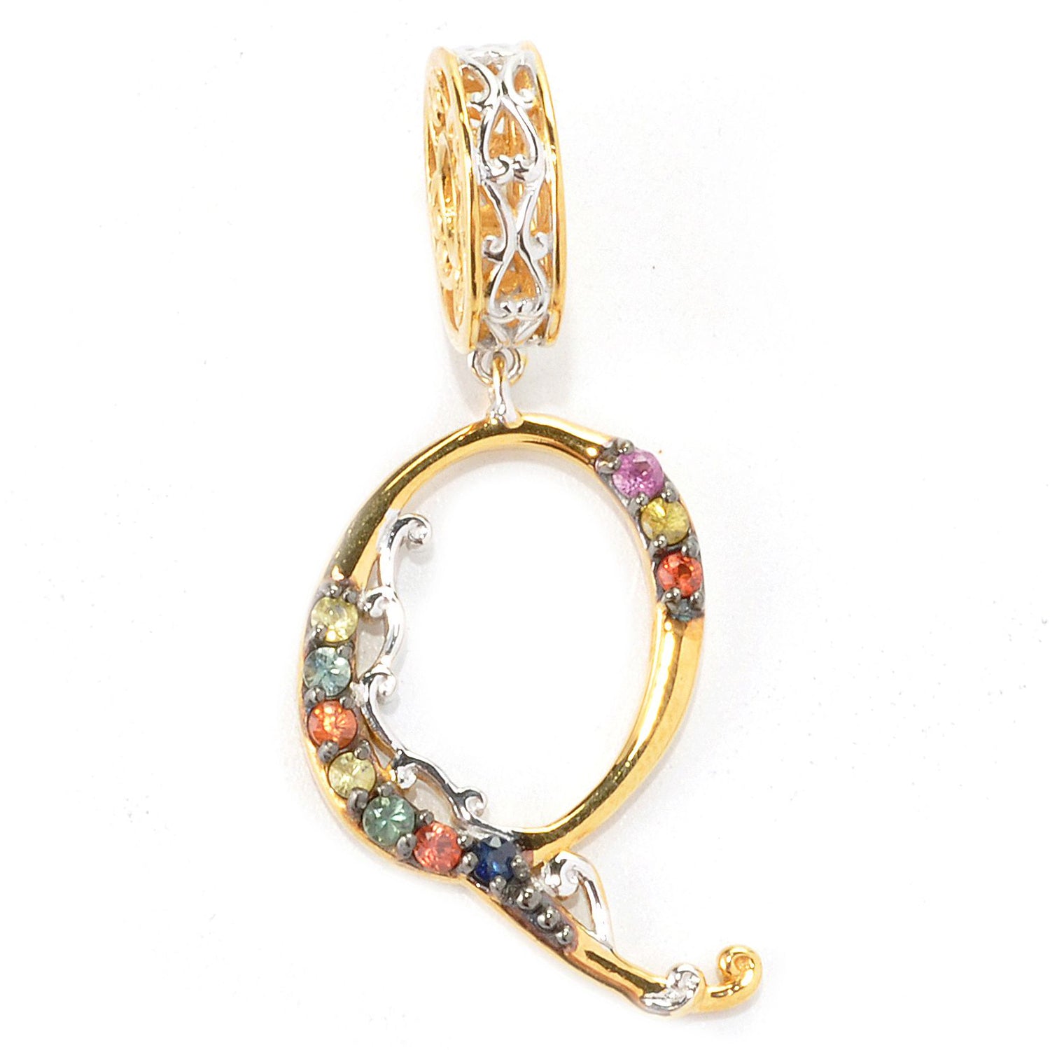 Gems en Vogue Multi Sapphire Initial Drop Charm