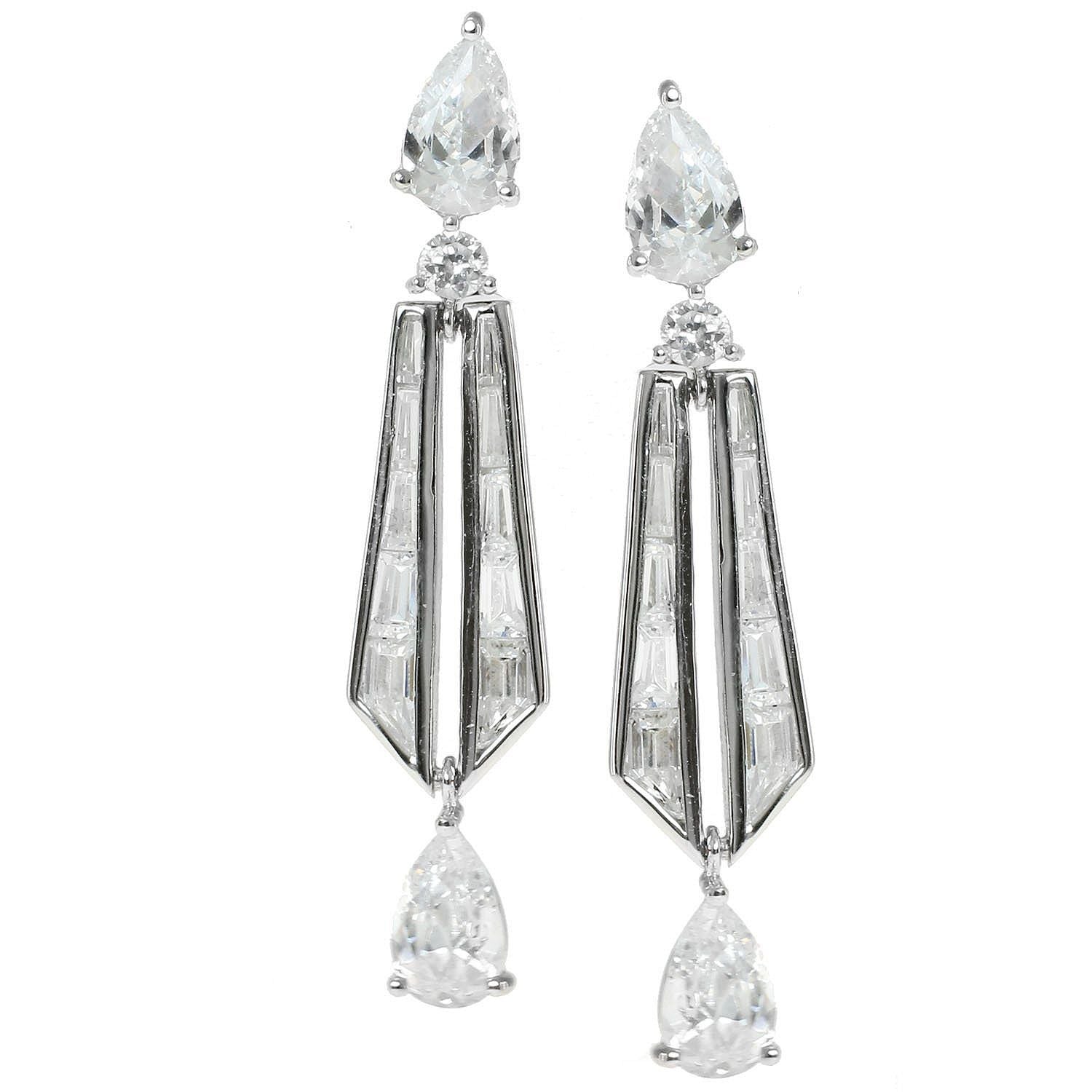 Signity Sterling Silver Cubic Zirconia Drop Earrings