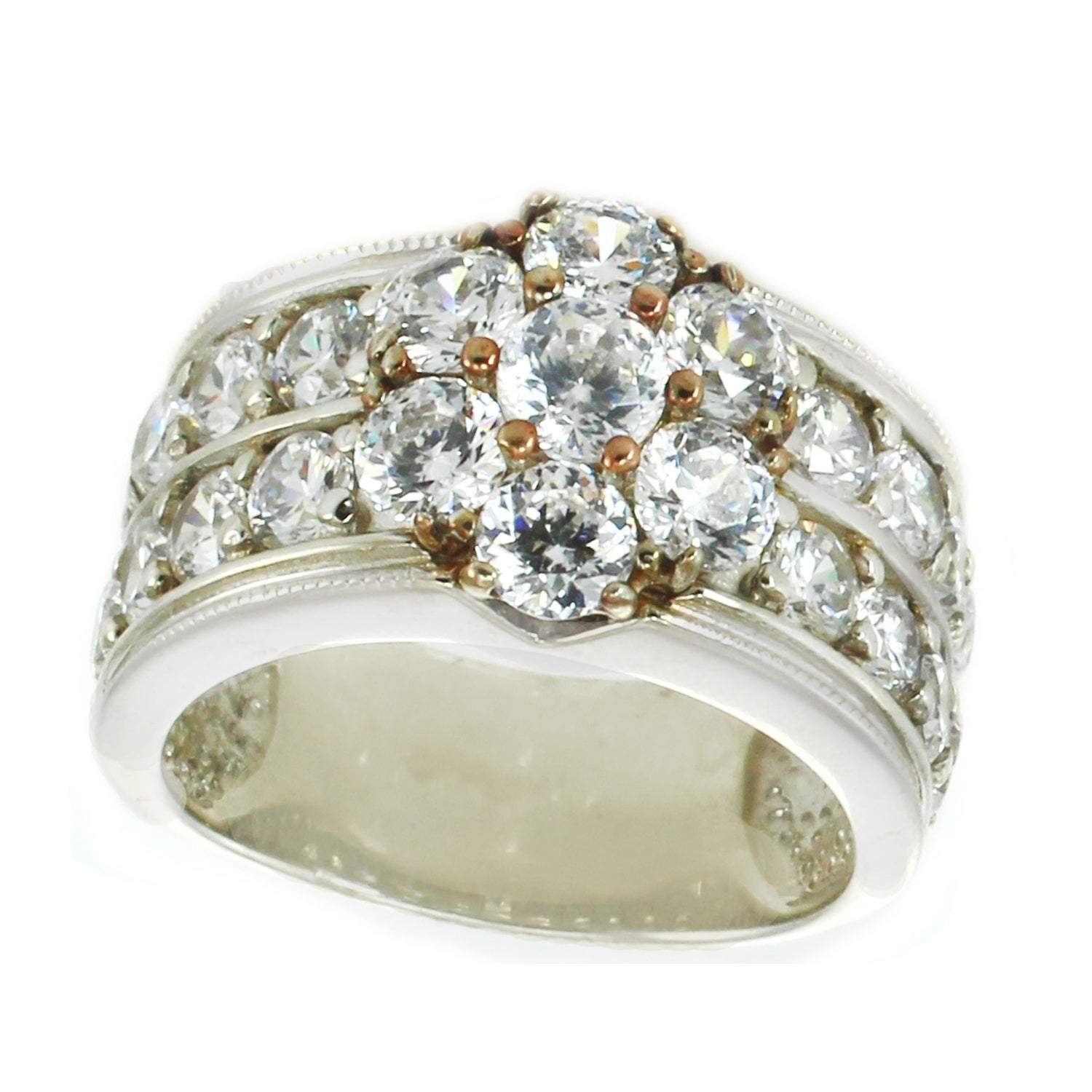 Signity Sterling Silver Cubic Zirconia Two-tone Cluster Ring - CANNOT